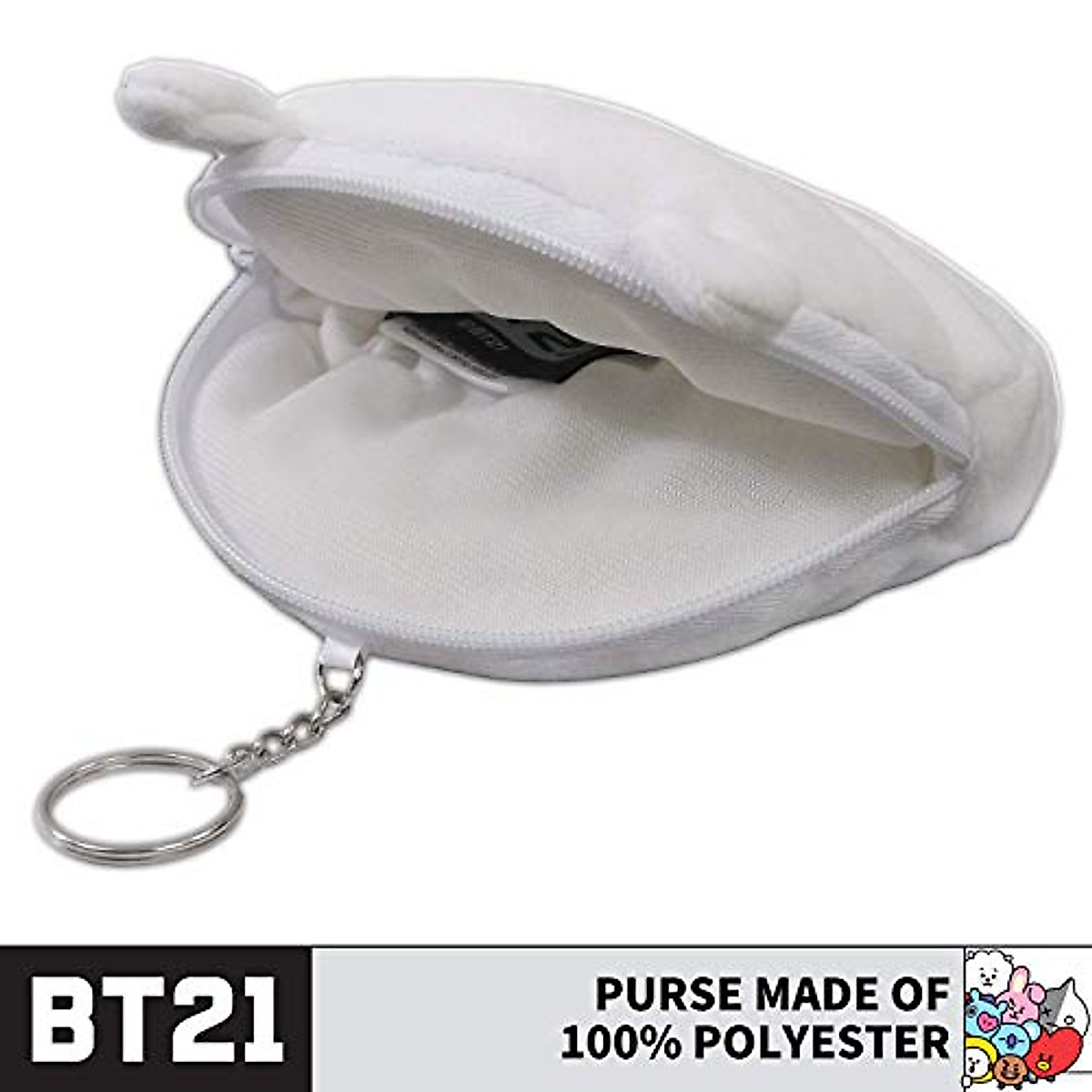 Concept One BT21 LINE FRIENDS Small Coin Purse Wallet with Keychain, RJ, One Size