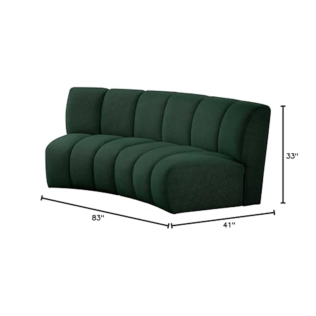 Meridian Furniture 643Green-2PC Infinity Collection Modern | Contemporary Upholstered 2pc Modular Sectional with Luxurious Deep Channel Tufting, Green, 83" W x 41" D x 32.5" H