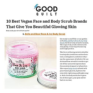 Bella & Bear Rose & Ivy Body Scrub, Oil Free, Cruelty-Free, Vegan Body Exfoliator and Polish for Women, Bulk 6.7oz - 12 Pack