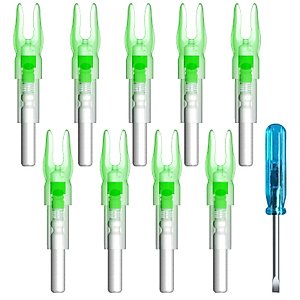Lzwow 9PCS S Lighted Nocks for Arrows with .244 Inside Diameter Automatic Compound Bow Arrow Nocks for Hunting Shooting