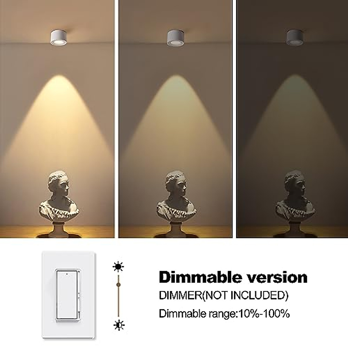 3.9" LED COB Ceiling Spotlight Indoor,7W 3000K Dimmable Warm White Directional Accent Light Fixture,White Aluminum Spot Light for Hallway Corridor Gallery Display Kitchen Living Room and Bedroom