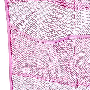 ALYER 6 Storage Pockets Hanging Mesh Shower Caddy,Space Saving Bathroom Accessories and Quick Dry Bath Organizer,Pink