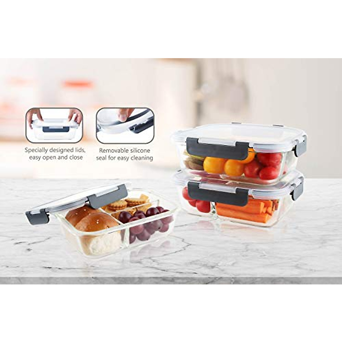 Prime Cook Glass Food Container/storage In Rectangle 3 Pieces Set