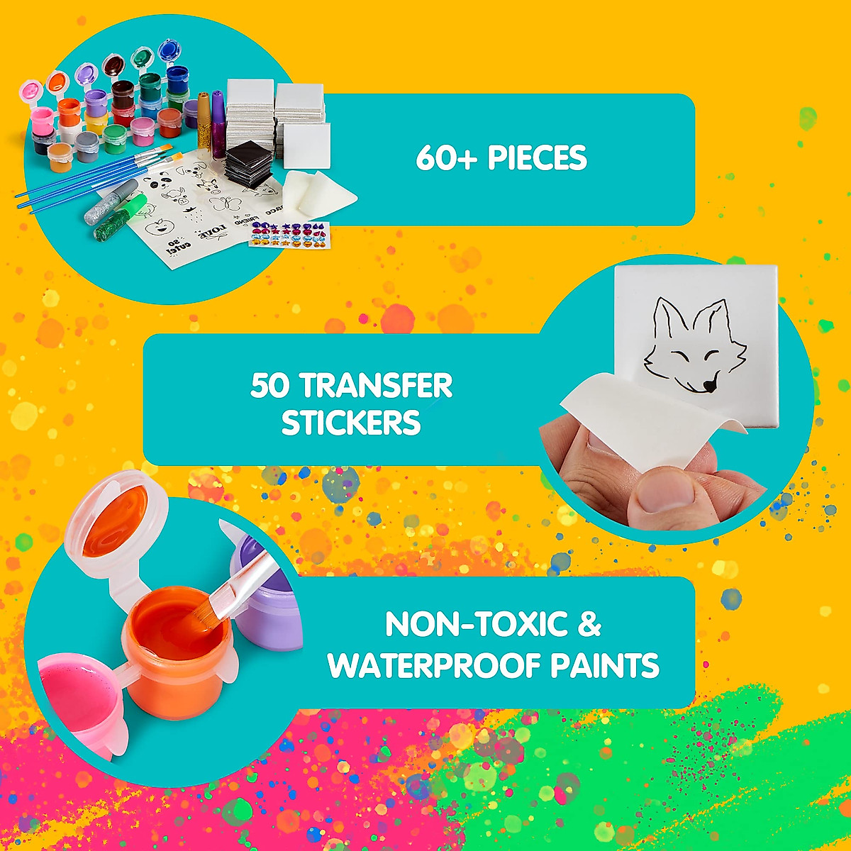 JOYIN 24 Magnetic Mini Tiles Art Kit, Creativity DIY Paint, Arts and Crafts for Kids, DIY Supplies for Party Favors, Family Activity, Birthday Present, Toys Gifts for Boys and Girls Ages3-12