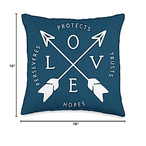 First Corinthians 13 Verse 7 Love Protects Trusts Hopes Perseveres Arrows Throw Pillow, 16x16, Multicolor