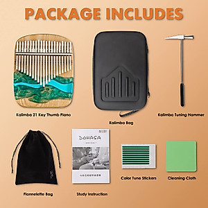 Dohasa 21 Key Kalimba Thumb Piano with Portable Case - Original Design Wood Finger Piano for All Levels of Players - Handheld Musical Instrument Perfect for Beginners and Professionals