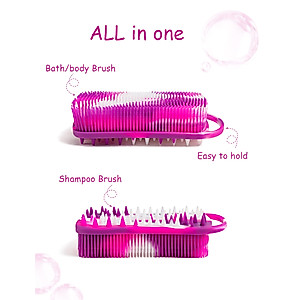 BSROLUNA Silicone Exfoliating Body Scrubber Loofah Silicone Scalp Massager Shampoo Brush Soft Body Scrubbers for Use in Shower Lathers Well Easy to Clean 2 in 1 (1 Pack Camouflage Purple)