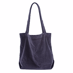 TCHH-DayUp Large Corduroy Tote Bag for Women Girl Casual Work Shoulder Handbags Cute Canvas Purse Grey