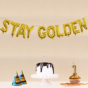 Stay Golden Balloon, Stay Golden Birthday Banner Gold Party Supplies Golden Birthday Decorations (16 inch)