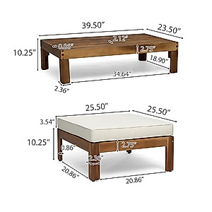 Christopher Knight Home Alice Outdoor 5 Piece Acacia Wood Sofa Set, Teak Finish, Beige