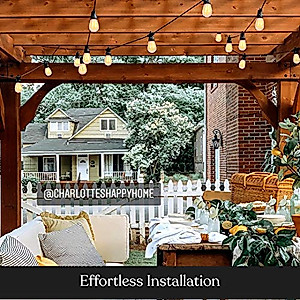 Brightech Ambience Pro Solar Powered LED Outdoor String Lights - 27 Ft Commercial Waterproof Patio Lights with Flaming, Flickering Bulbs - Shatterproof String Lights for Your Halloween, Porch, Deck