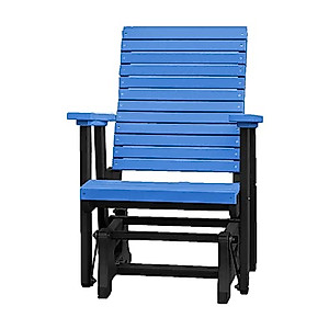 DutchCrafters Modern Horizontal Slat High Back Poly Glider Outdoor Patio Chair (Black & Blue)