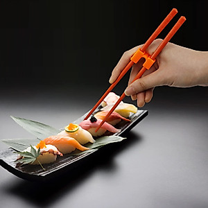 5 Pairs Chopsticks and Chop stick Helpers Set, Plastic Hinges Connector Training for Adults, Beginner, Trainers or Learner, Non-Slip Reusable and Replaceable, Dishwasher Safe (Cherry blossom)