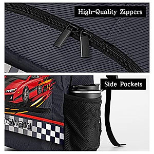 Urcustom Custom Kid Backpack, Race Car Personalized School Bookbag with Your Own Name, Customization Casual Bookbags for Student Girls Boys