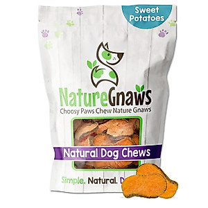 Nature Gnaws Sweet Potato Chips for Dogs - Single Ingredient Natural Dog Chew Treats - 12 oz