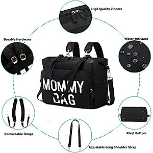 LORADI Convertible Diaper Bag Tote, Water-Resistant Diaper Backpack, 14 Pockets Hospital Bag