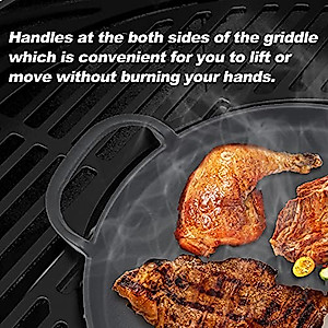 only fire Replaced Gourmet BBQ System Cast Iron Griddle with Handles, Fits for Weber 22-1/2 inch Charcoal Kettle Grills