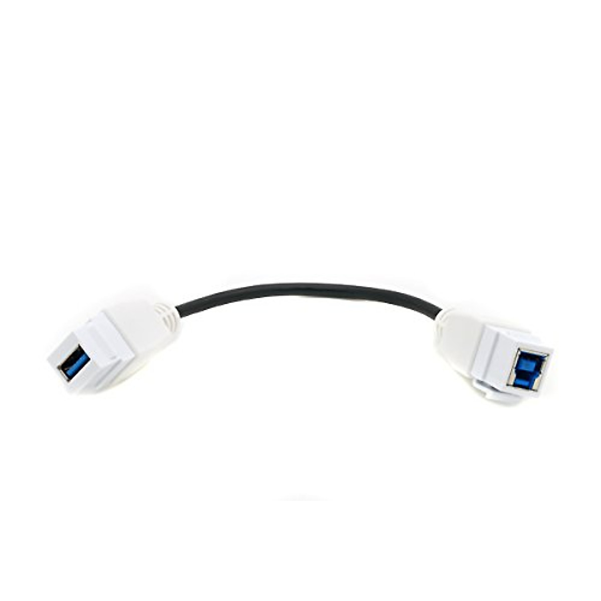 RiteAV White USB 3 A-B Female F/F Pigtail Extension Keystone-to-Cable Dongle