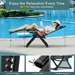 Slendor Oversized Zero Gravity Chairs, XL Anti Gravity Chair, Folding Lounge Recliner, Reclining Patio Chair for Lawn Backyard w/Washable Cushion Cover, Cup Holder, Support 350lbs, Black