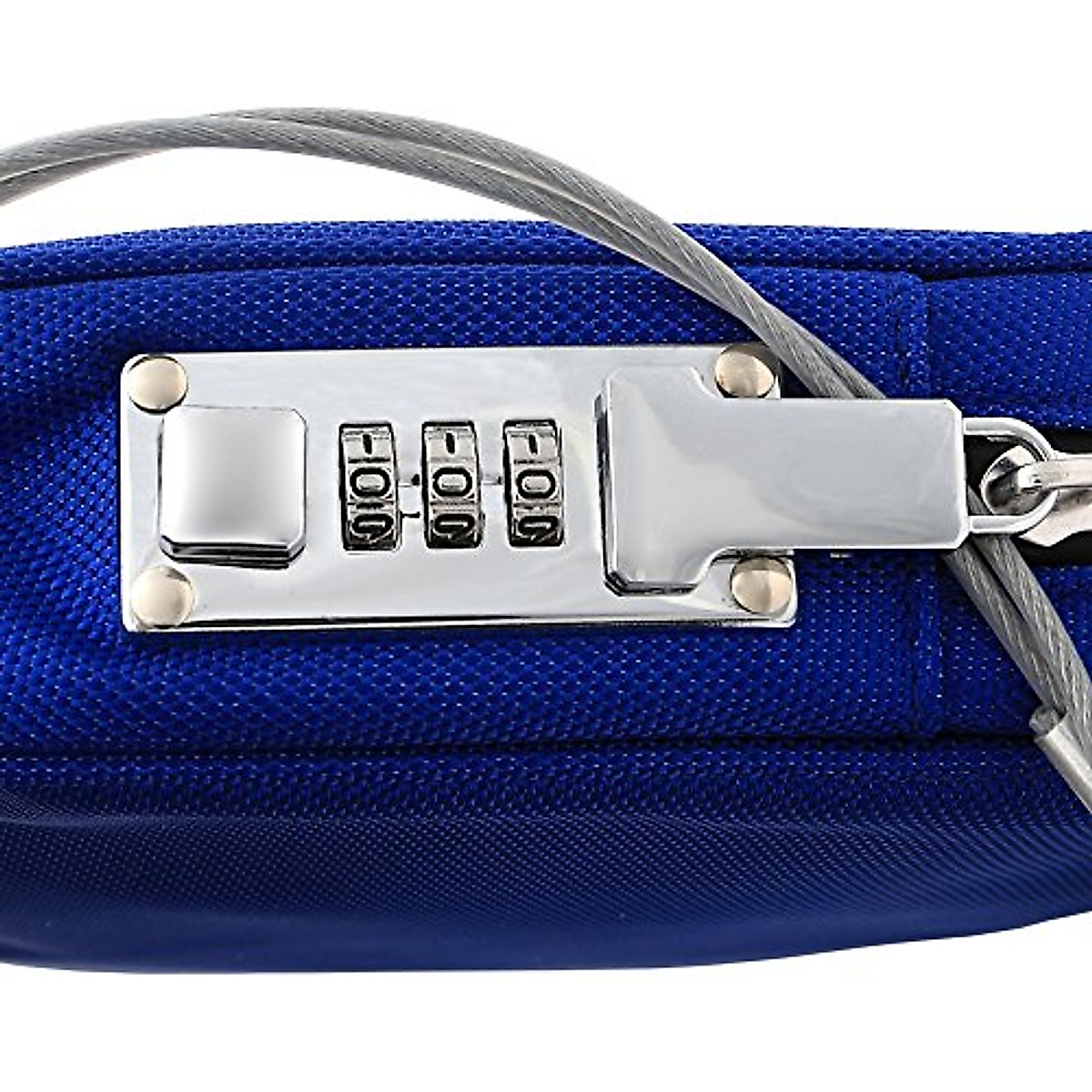 Safe Inside, Locking Privacy Pouch with Steel Tether Cable, Medium, Blue