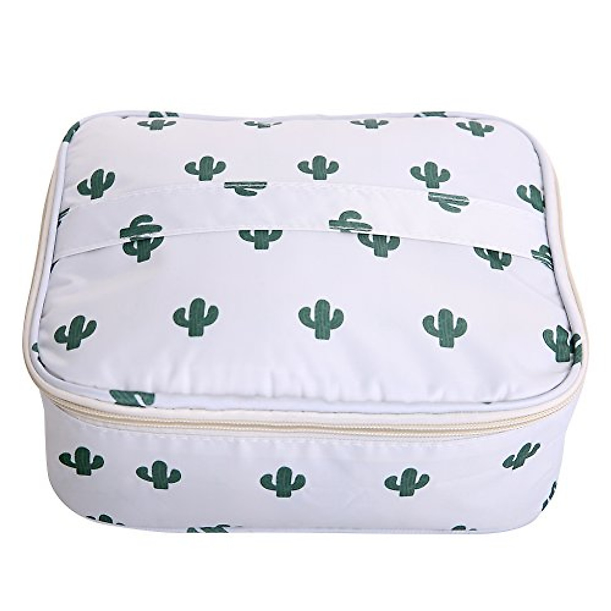 Bonaweite Cactus Travel Makeup Bags Small Brush Cosmetic Case Mini Pouch Holder Organizer Portable Vanity bag Jewelry Accessories Beauty Kit Travelling Train Artist with Hand Strap