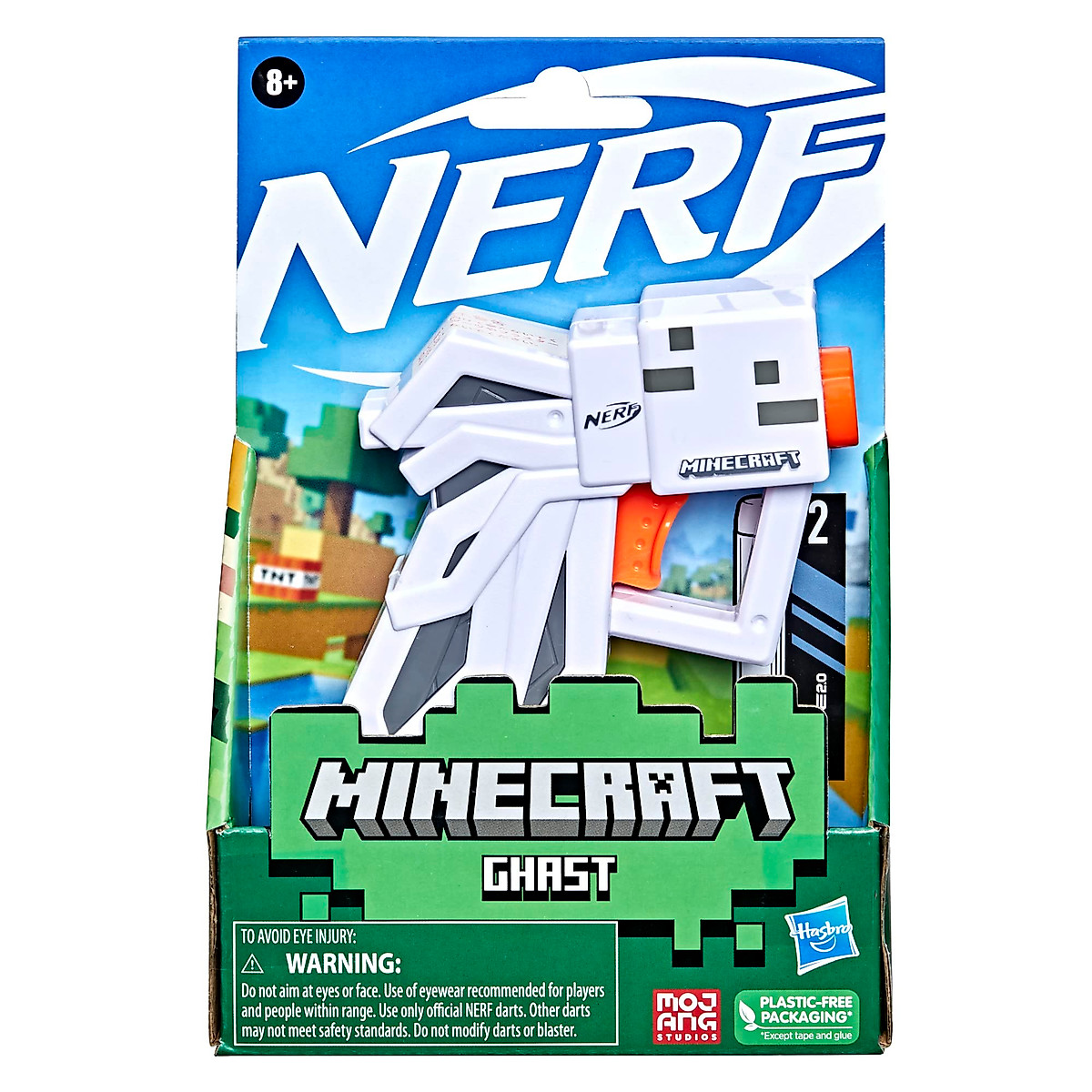 Nerf MicroShots Minecraft Ghast Mini Blaster, Includes 2 Official Elite Darts, Christmas Stocking Stuffers, Minecraft Ghast Mob Design
