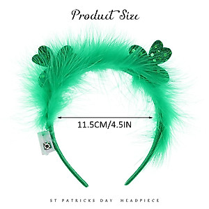 CAKURE Led Green Feather Headband ST'Patrick's Day Shamrock Hairbands Light Up Hair Hoop Festivel Party Headwear Hair Accessories for Women and Girls