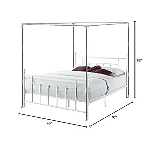 Stainless Steel Canopy Bed Frame Adjustable Bed Canopy Post Poles for Full Queen King Size Beds, Bed Canopy Frame for Metal Platform Bed Wood Bed(Full/Queen/King), Silver