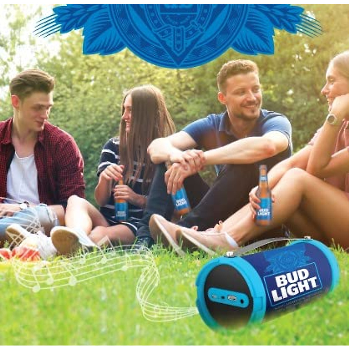 Bud Light Bluetooth Speaker Bazooka Speaker Portable Wireless Speaker with Rechargeable Battery Ideal for Indoor and Outdoor Activities Loud and Bass Audio Sound Easy to Carry Anywhere with FM- Radio