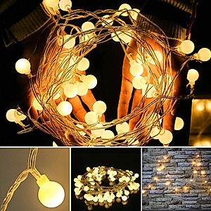 YOZATIA Globe String Lights 2 Pack 19.7ft 40 LED Battery Operated Warm White Waterproof, Globe Fairy String Lights 8 Modes with Remote Control, Perfect for Indoor, Outdoor, Bedroom, Party, Christmas