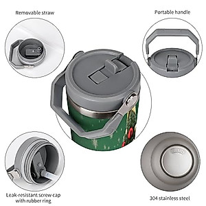 BWQJKUO Large Capacity Car Cup 30 Oz Stainless Steel Round Ball Christmas Tree Printed Travel Mug Leak-proof Flip Straw Tumbler with Handle,keeps Cold Or Ho