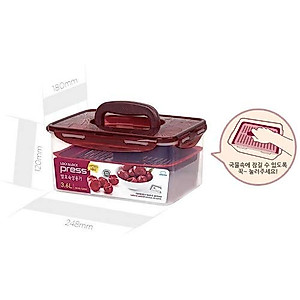 Lock & Lock BPA Free Rectangular Pickle Kimchi Press Ferment Storage Container (3.6L)