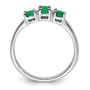 IceCarats 925 Sterling Silver Green Emerald 3 Stone Diamond Ring Gemstone Band Size 6