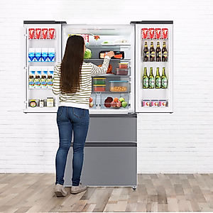 DYTesa 33 Inch Large Capacity French Door Refrigerator, 18.75 cu.ft Refrigerator with 2 Doors & 2 Drawers, Full Size Bottom Freezer Kitchen Fridge, Automatic Defrost, LED Lighting