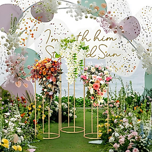 chamvis Gold Metal Plant Stand, 3 Pcs Tall Cylinder Pedestal Stands for Parties and Weddings, Gold Round Cylinder Tables for Living Room and Patio Decor