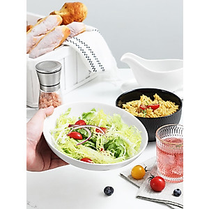 Yedio Pasta Bowls, 38 Ounces Porcelain Salad Bowls for Kitchen, Shallow Pasta Bowls Set, White Soup Bowls, Oven Dishwasher Safe, Set of 4