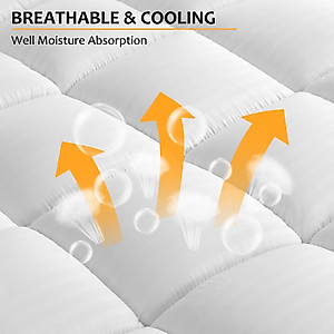 King Size Mattress Topper, Extra Thick Pillowtop, Cooling Plush Mattress Pad Cover for Back Pain Relief, Soft Down Alternative Fill Mattress Protector(76x80 Inches)