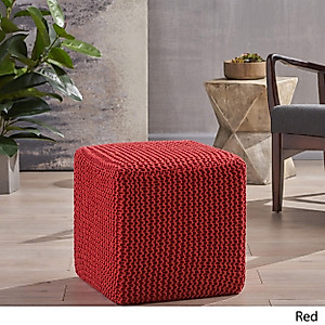 Christopher Knight Home Scott Knitted Foot Stool, Gray, Red