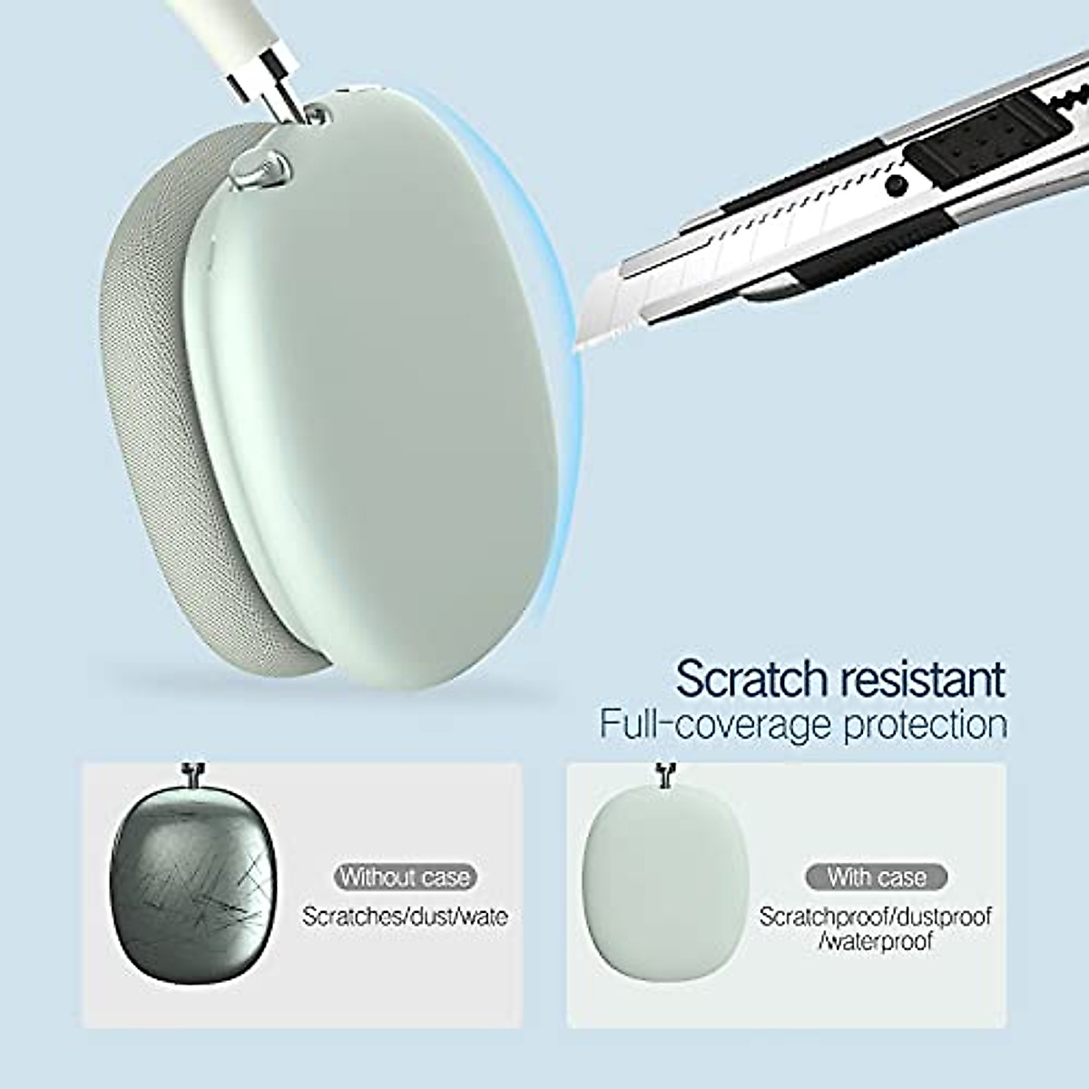 PERFECTSIGHT Earpads Cushions Protectors Cover Case, Soft Silicone Ear Pads Cup Compatible with AirPods Max Headphones, Anti-Scratch, Dust-Proof, Anti-Skid (White)