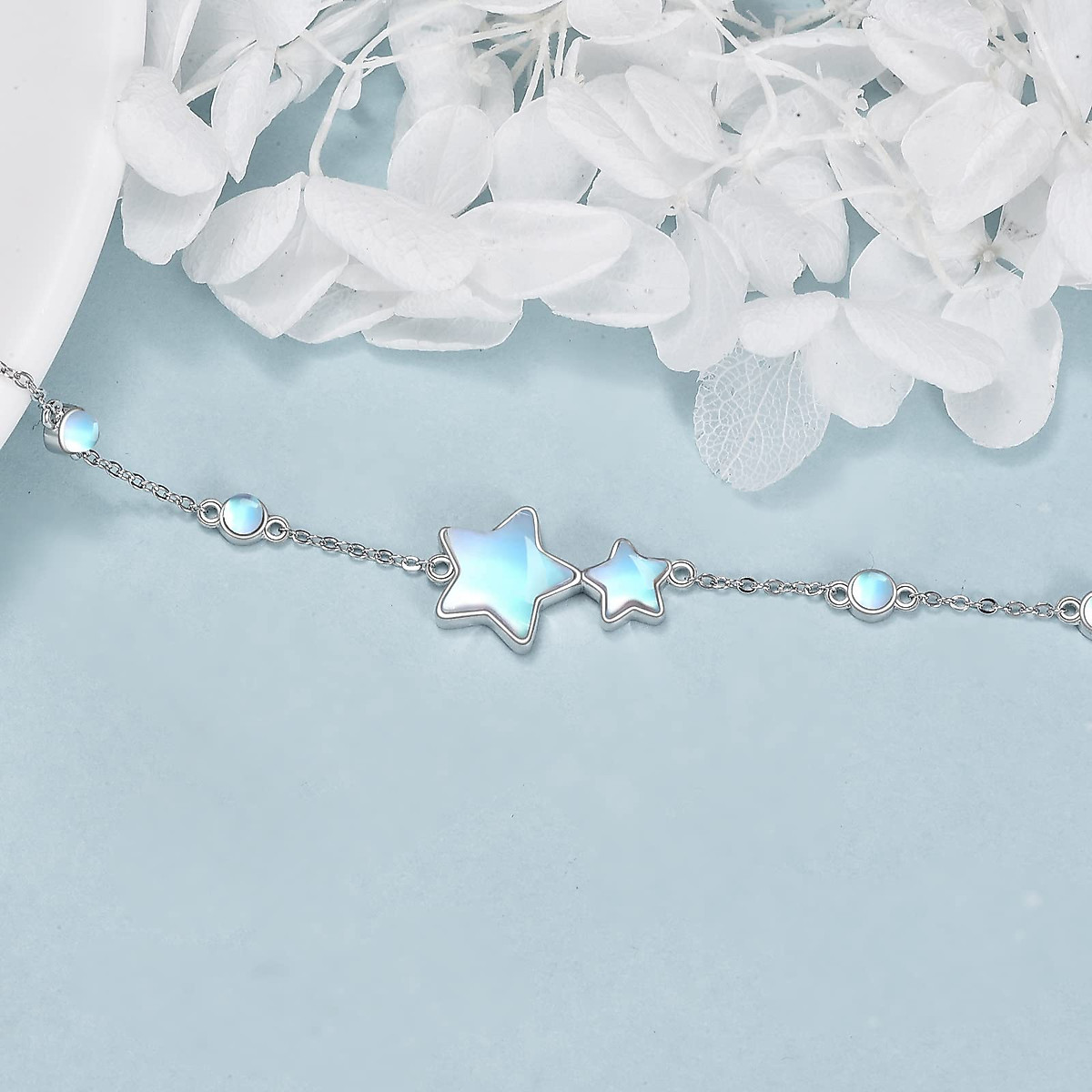 CRMAD Moonstone Star Bracelet for Women Sterling Silver Star Bracelet Irish Jewelry(star)
