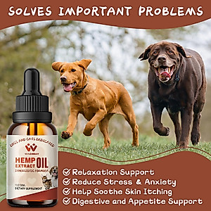 （2-Pack） Hemp Oil for Dogs Cats - Calming Drops Dog Relaxants - Help Pets Anxiety Stress Hip & Joint Pain Arthritis Sеizures Rеlief - Skin Нiр Jоint Hеalth - Organic Pet Hemp Oil Drops