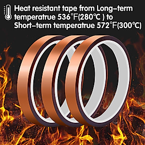 10 Rolls Heat Resistant Tapes for Sublimation, 10mm X 33m 108ft Heat Press Tape for High Temperature Heat Transfer for Sublimation on Coffee Mugs, Adhesive Vinyl No Residue, Electronics, Soldering