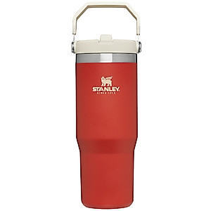 Stanley IceFlow Stainless Steel Tumbler with Straw - Vacuum Insulated Water Bottle for Home, Office or Car - Reusable Cup with Straw Leakproof Flip - Cold for 12 Hours or Iced for 2 Days (Carnelian)