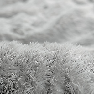 Chanasya Premium Long Fur Duvet Cover Set - Faux Fur & Minky Blanket Duvet Cover (104” x 90”) & 2 Pillow Shams (20” x 36”) - 3-Piece Set, Gray, King