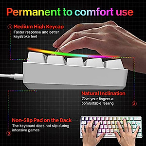 SELORSS ZIYOULANG T60 60% Compact Mechanical Gaming Keyboard RGB Chroma Type C Ergonomic Mini Keyboard UK Layout 12000DPI Gaming Mouse Honeycomb Shell for PC/PS4/PS5/Xbox(Red Switch)