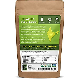 Organic Amla Powder (Amalaki) | 16oz Resealable Kraft Bag (1lb) | 100% Raw From India | by FGO