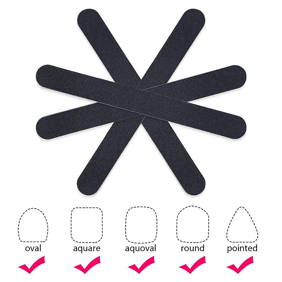 12Pack IFUNSON Professional Nail File Double Sided 120/180 Grit, Emery Board Manicure Pedicure Tool Black