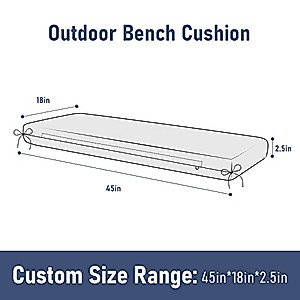 ROFIELTY Bench Cushion 45 inch, Bench Cushion for Indoor/Outdoor use Outdoor Swing Cushions, Waterproof and Durable Resistant Furniture Patio Cushion. (Black, 45×18×2.5)
