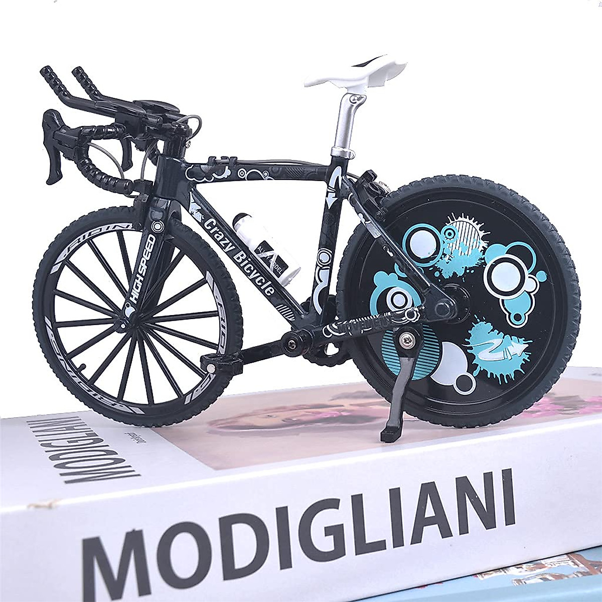 Ailejia Mini Bike Ornament Toy Doodle Bicycle Mountain Cake Topper Dirt Bike Party Decorations BMX Finger 1:8 Scale Curved Simulation Toys for Home Decor,Collection (Black)