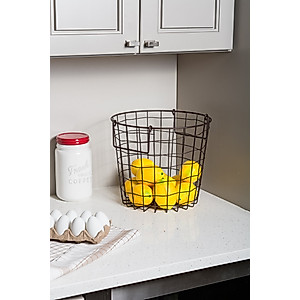 DII Metal Wire Mesh Stackable Utility Storage Bin, Small Round, 12x12x10", Black